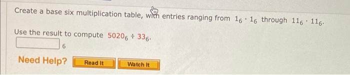 Solved Create a base six multiplication table, with entries | Chegg.com