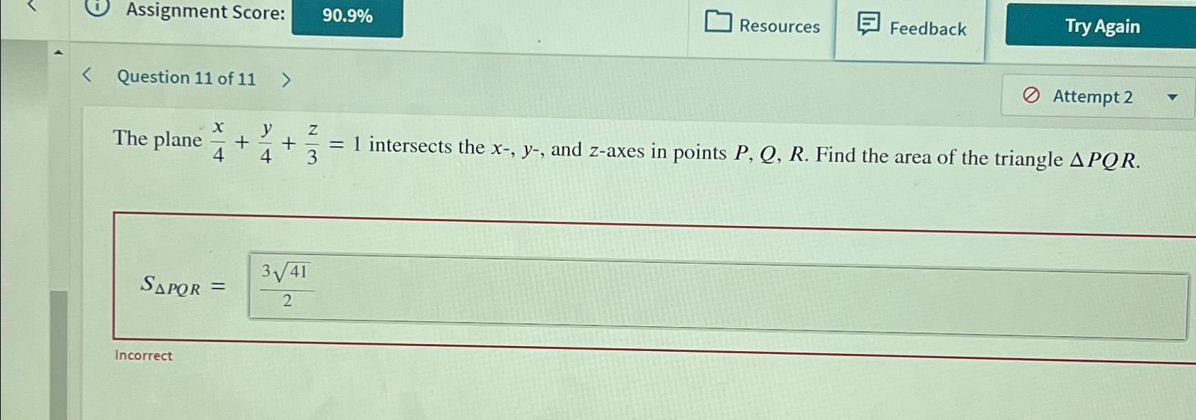 Solved Assignment Score:\\nResources\\nTry Again\\nQuestion | Chegg.com