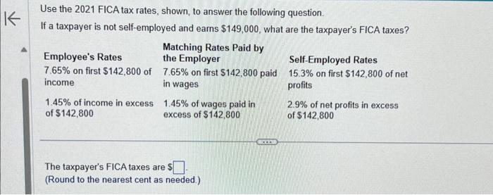 Solved Use the 2021 FICA tax rates, shown, to answer the | Chegg.com