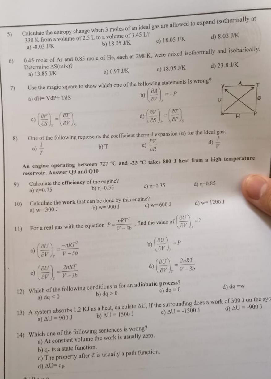 Solved Calculate the entropy change when 3 ﻿moles of an | Chegg.com