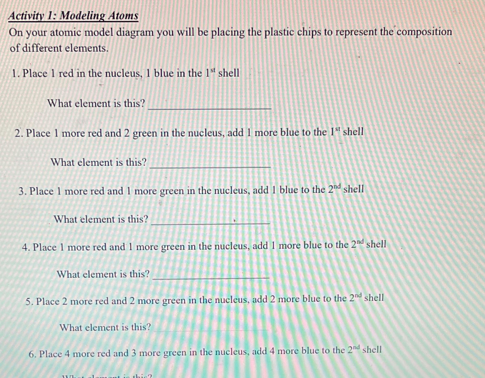 Solved Activity 1: Modeling AtomsOn your atomic model | Chegg.com