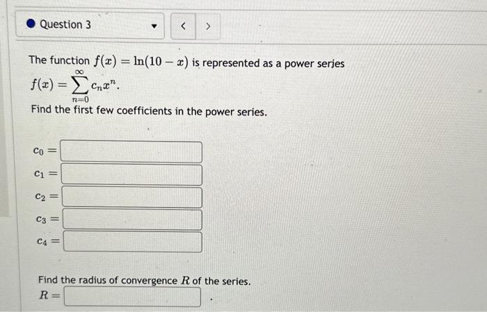 Solved The function \\( f(x)=\\ln (10-x) \\) is represented | Chegg.com