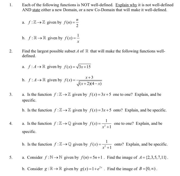 Solved 1. Each of the following functions is NOT | Chegg.com