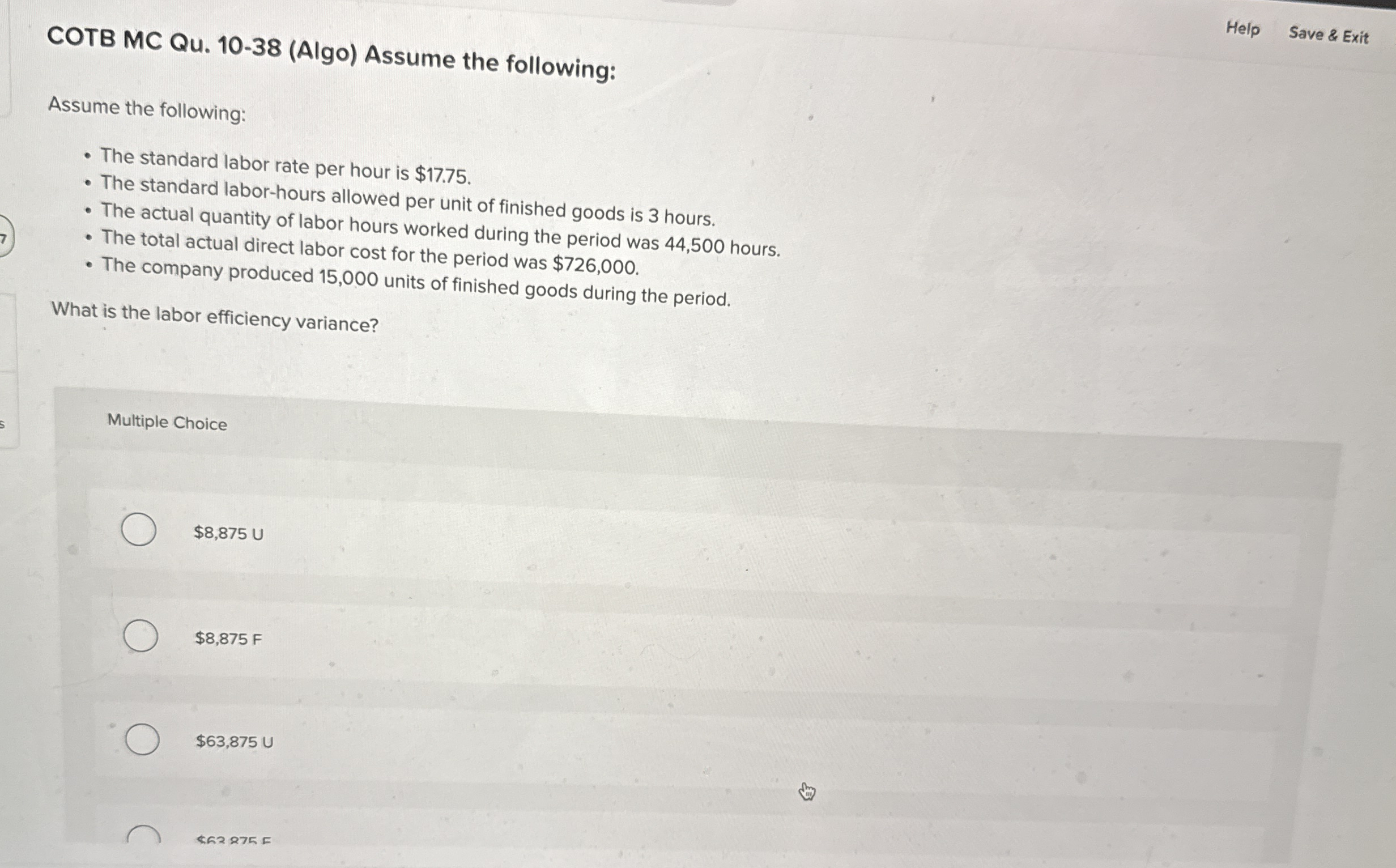 Solved COTB MC Qu. 10-38 (Algo) ﻿Assume the | Chegg.com