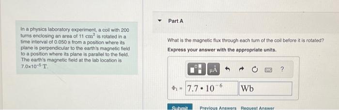 Solved In a physics laboratory experiment, a coil with 200 | Chegg.com