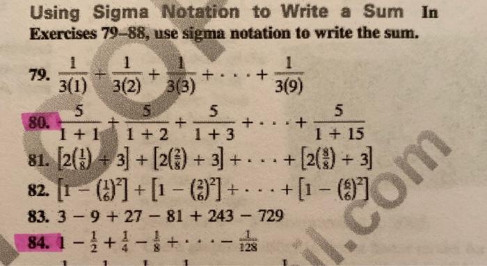 Solved + . Using Sigma Notation to Write a Sum In Exercises | Chegg.com