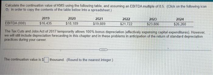 Solved Calculate the continuation value of KMS using the | Chegg.com