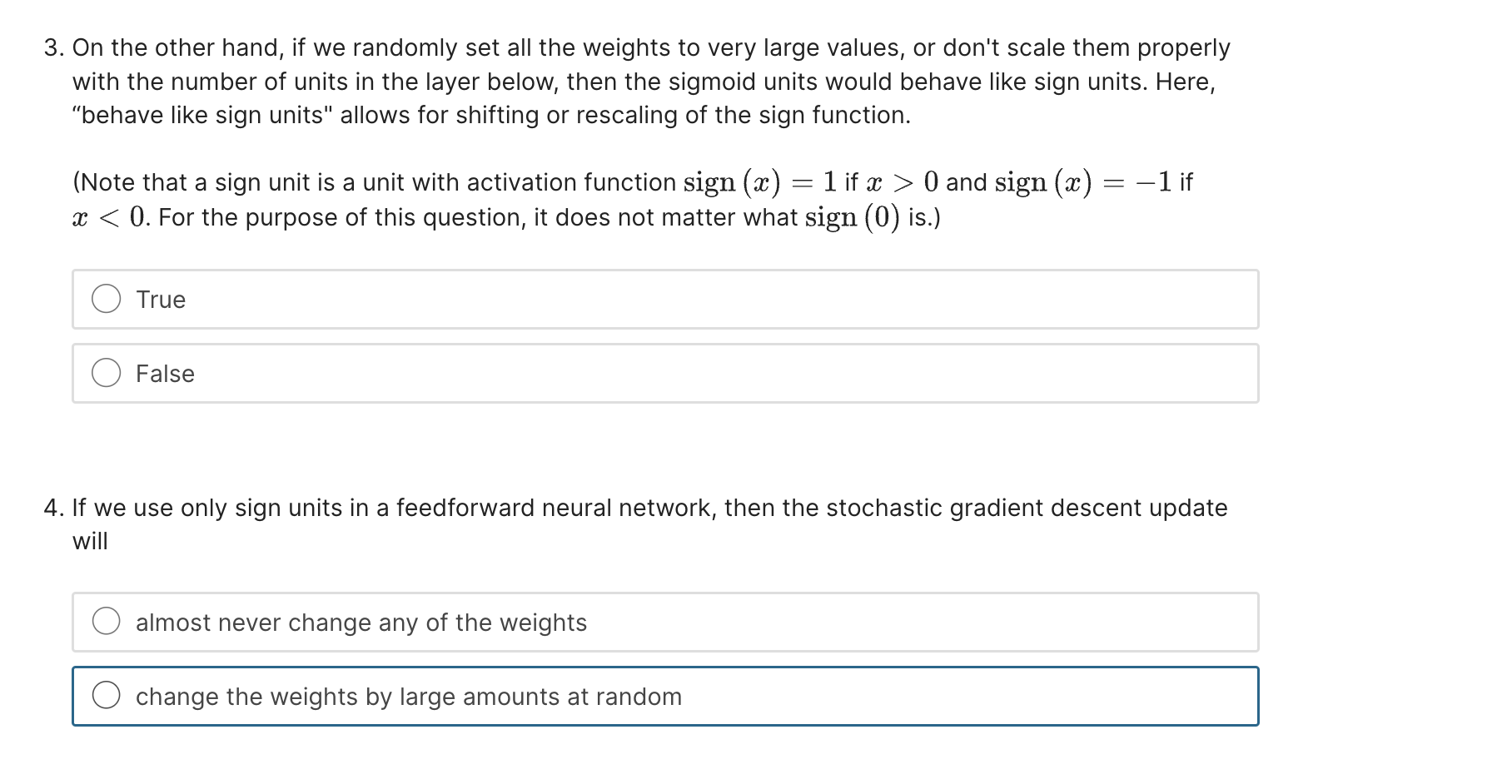 Solved On the other hand, if we randomly set all the weights | Chegg.com