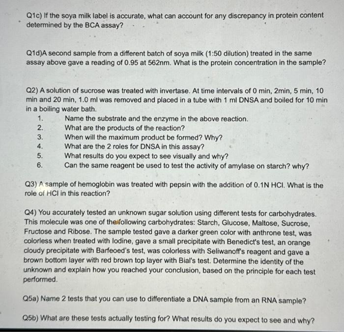 Solved 1a) What is the principle of the BCA assay? Proteins, | Chegg.com