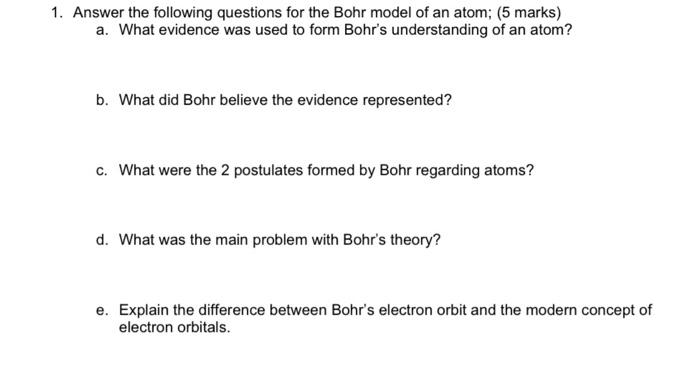 Solved 1. Answer the following questions for the Bohr model | Chegg.com