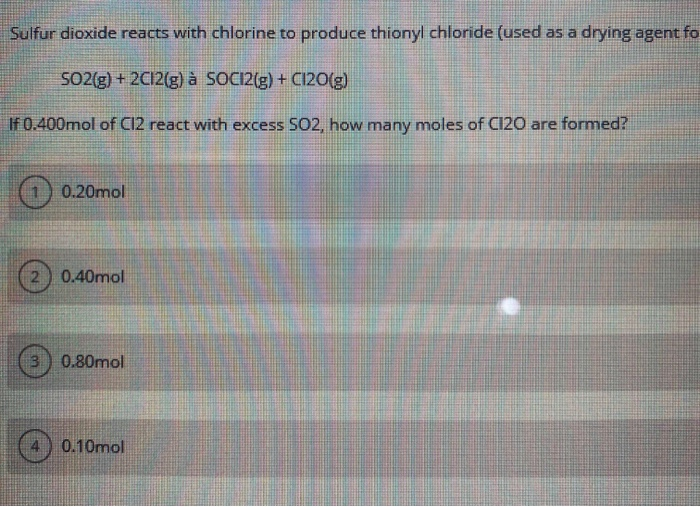 Solved Sulfur dioxide reacts with chlorine to produce | Chegg.com