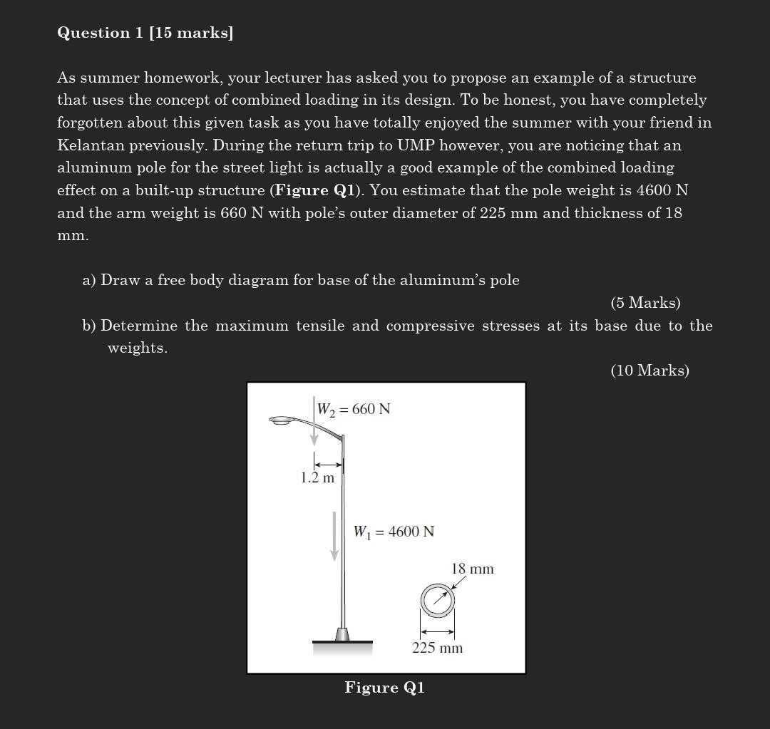 Solved Question 1 [15 marks] As summer homework, your | Chegg.com