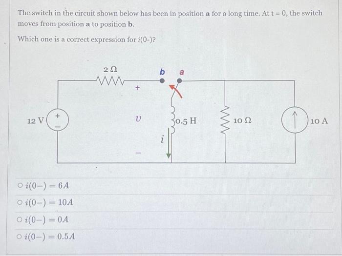 [Solved]: The switch in the circuit shown below has been in