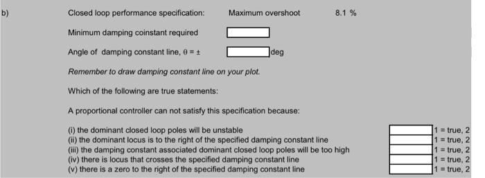 Solved Closed loop performance specification: Maximum | Chegg.com