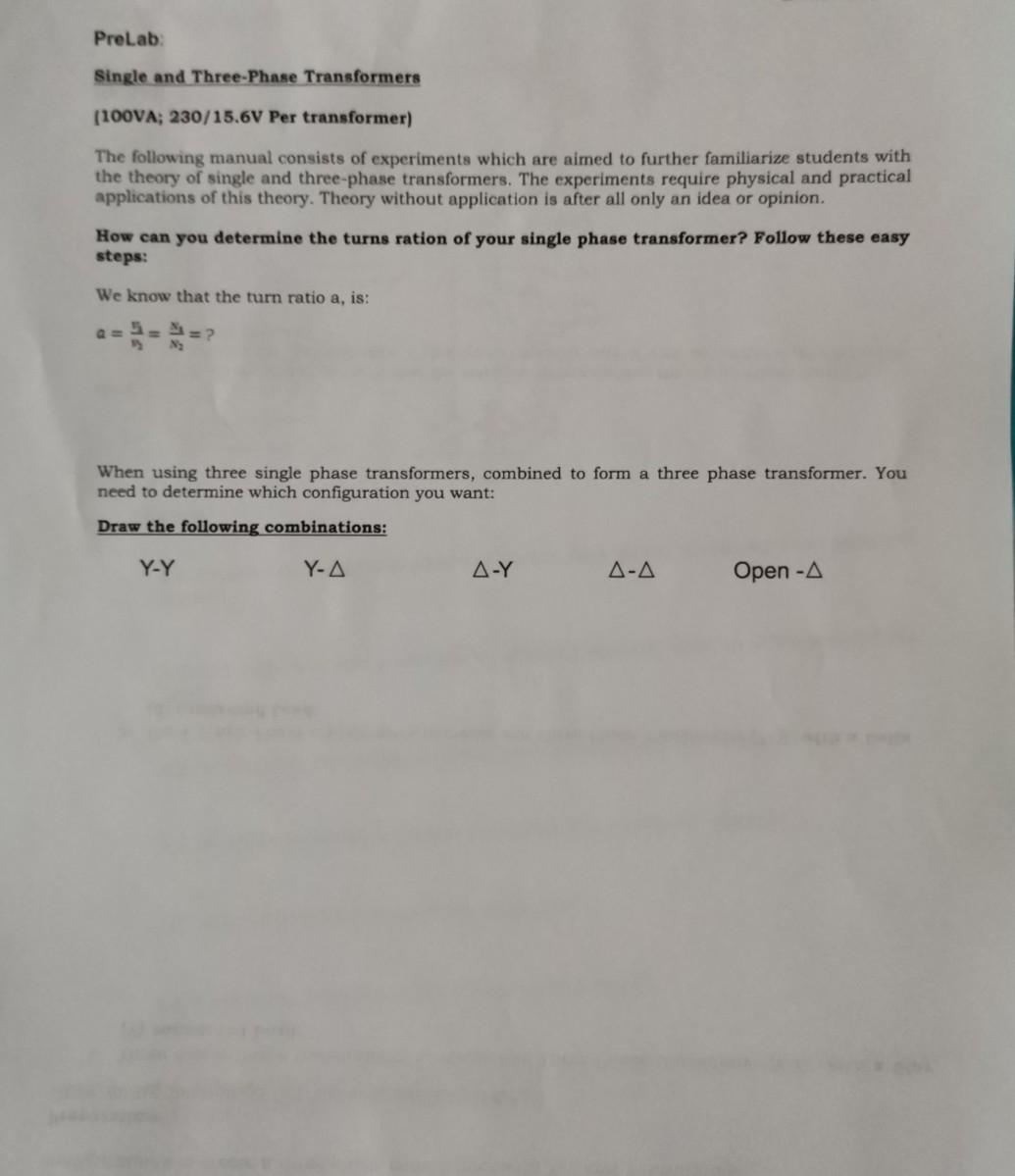 Solved Experiment 1: Star / Delta (Y/A) Starting of | Chegg.com