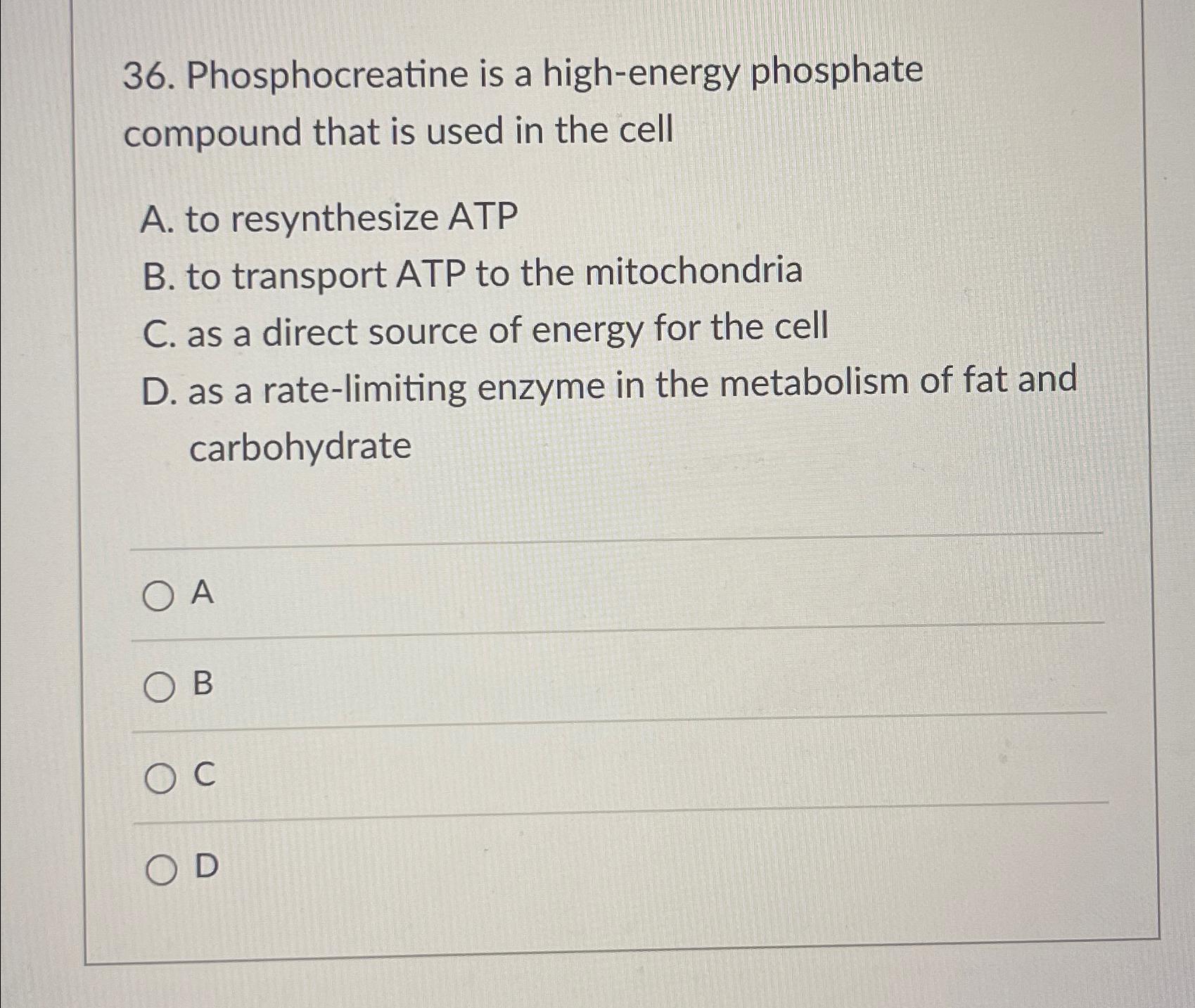 Solved Phosphocreatine is a high-energy phosphate compound | Chegg.com