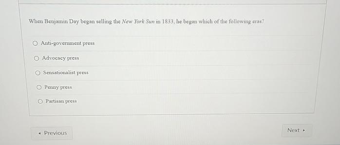 Solved When Benjamin Day began selling the New York Sun in | Chegg.com