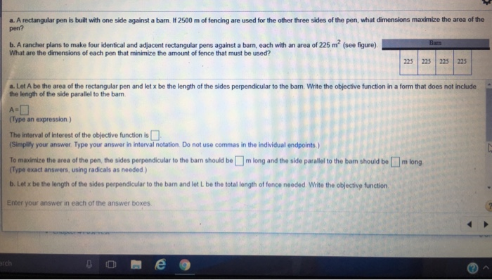 Solved a. A rectangular pen is built with one side against a | Chegg.com