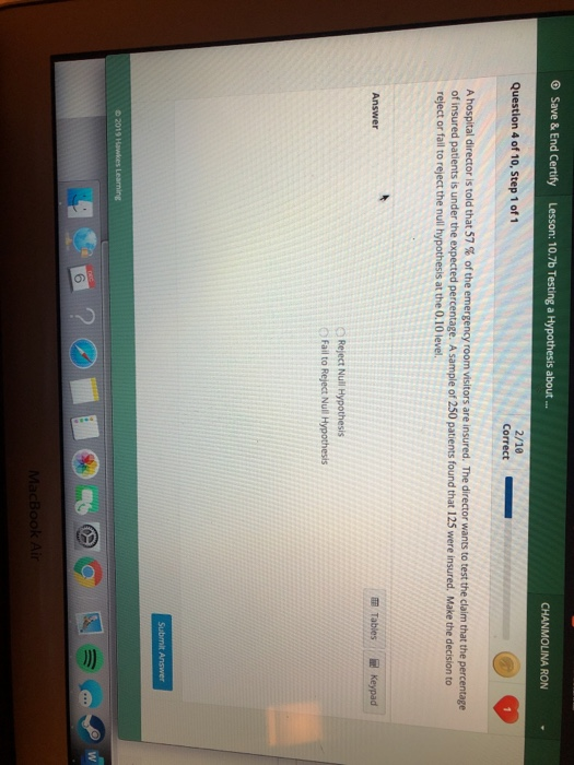 Solved Save And End Certify Lesson 107b Testing A Hypothesis 3809