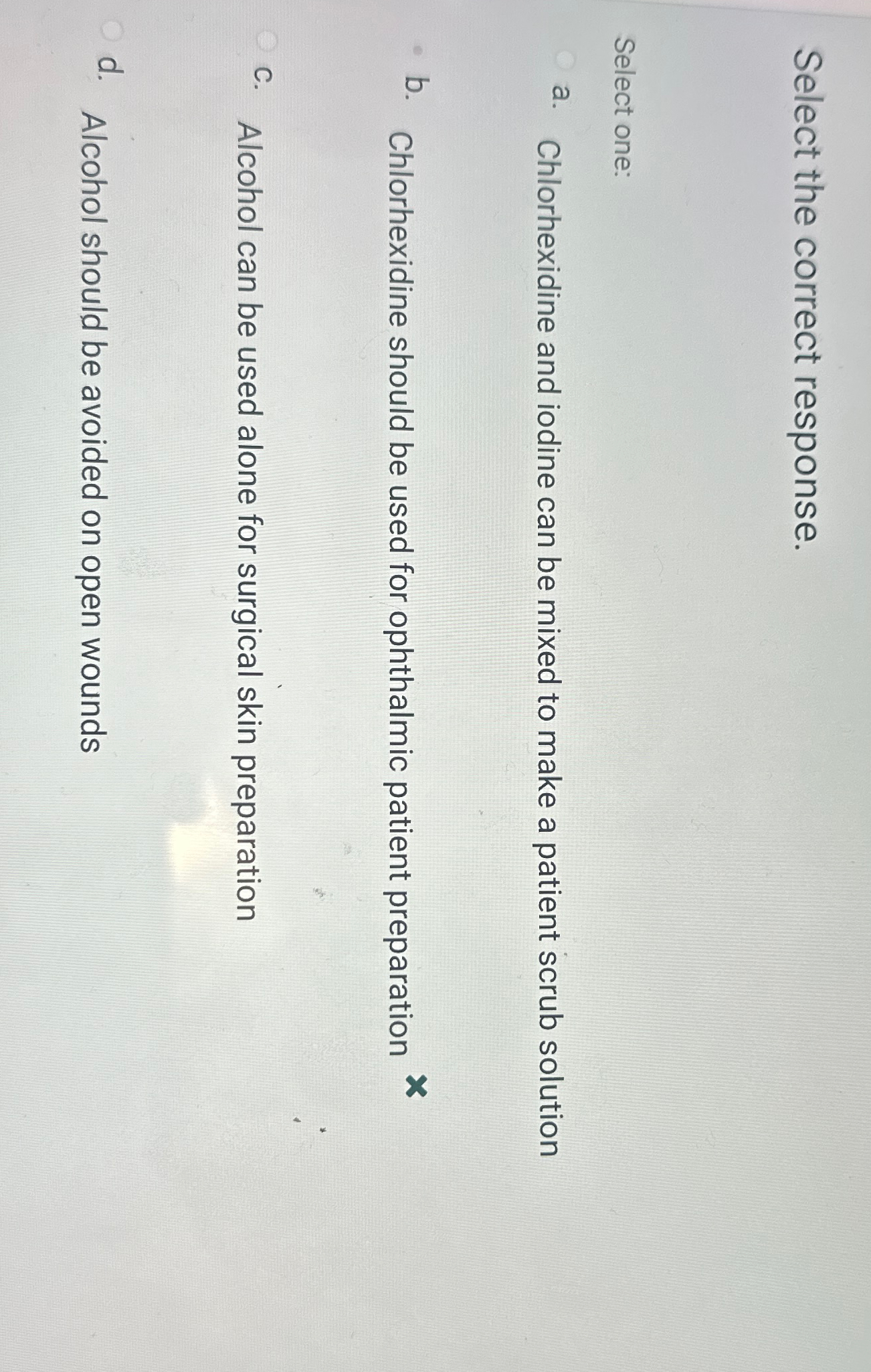 Solved Select the correct response.Select one:a. | Chegg.com