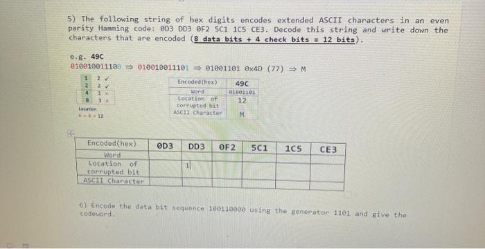 Solved 5 The Following String Of Hex Digits Encodes
