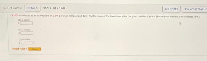 Solved 10. (-/1 Points DETAILS SCOLALG7 4.1.058. MY NOTES | Chegg.com