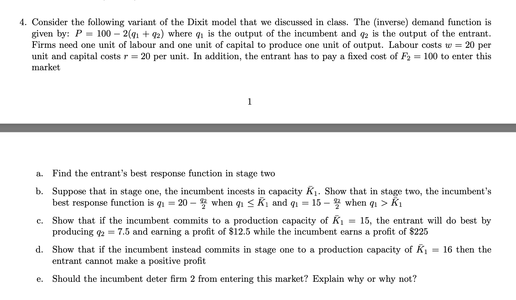 Solved Consider the following variant of the Dixit model | Chegg.com
