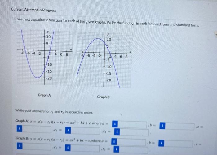 Solved Construct a quadratic function for each of the given | Chegg.com
