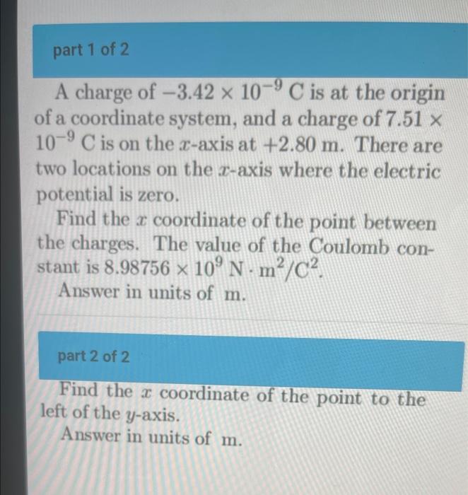Solved A charge of −3.42×10−9C is at the origin of a | Chegg.com