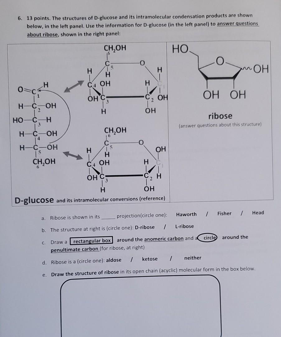 Solved 6. 13 points. The structures of D-glucose and its | Chegg.com