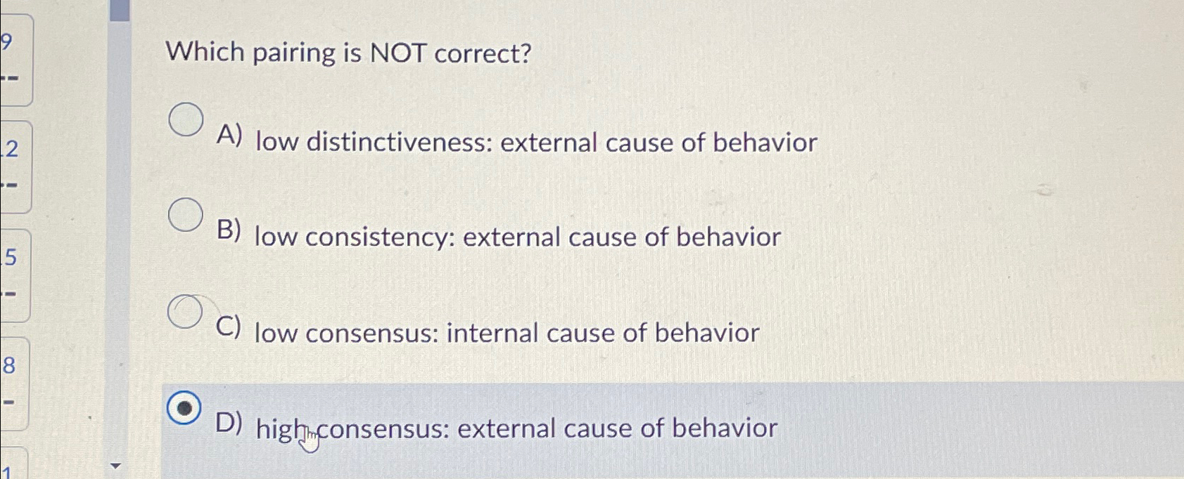Solved Which pairing is NOT correct?A) ﻿low distinctiveness: | Chegg.com