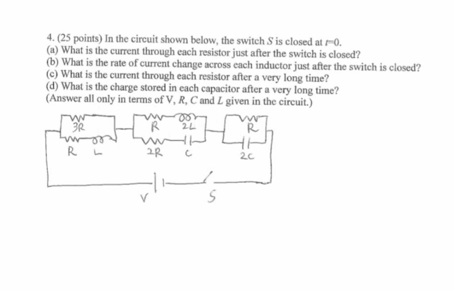 Solved ( 25 ﻿points) ﻿In the circuit shown below, the switch | Chegg.com