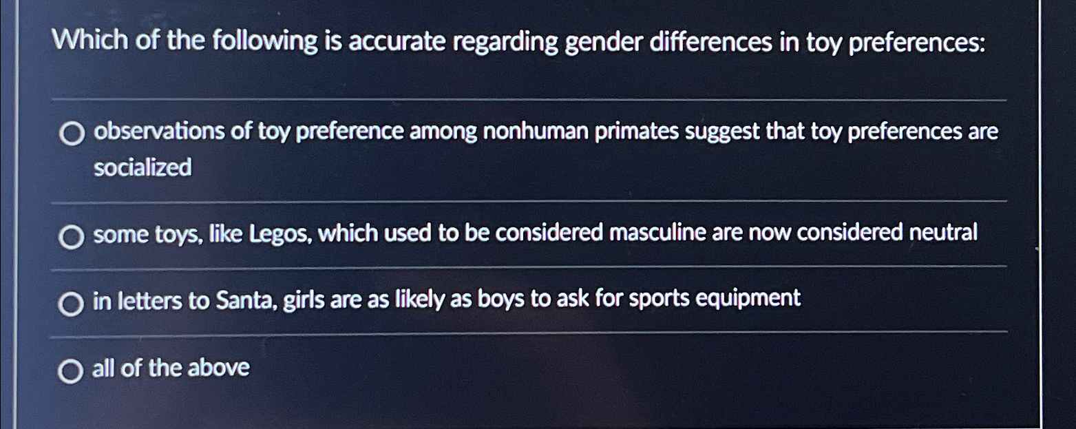 Solved Which of the following is accurate regarding gender | Chegg.com