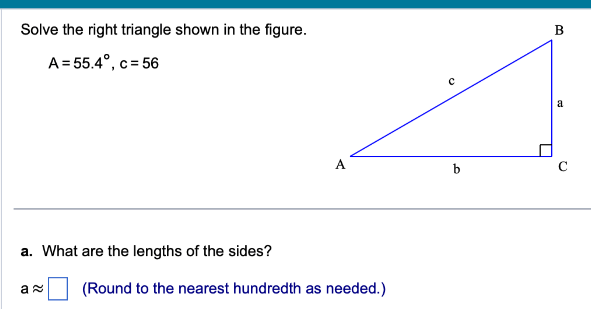 Solved Solve the right triangle shown in the | Chegg.com