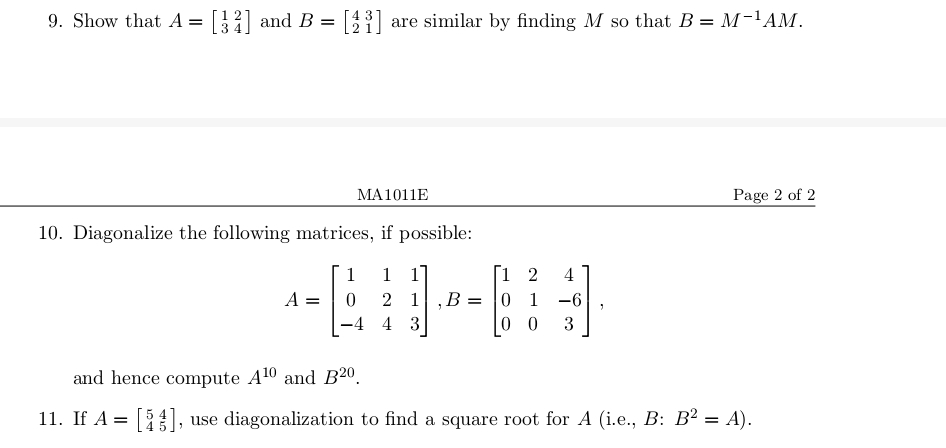 Show that A=[1234] ﻿and B=[4321] ﻿are similar by | Chegg.com