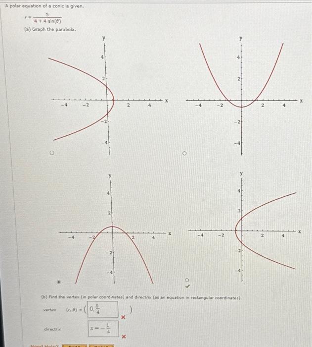Solved A polar equation of a conic is given. r=4+4sin(θ)5 | Chegg.com