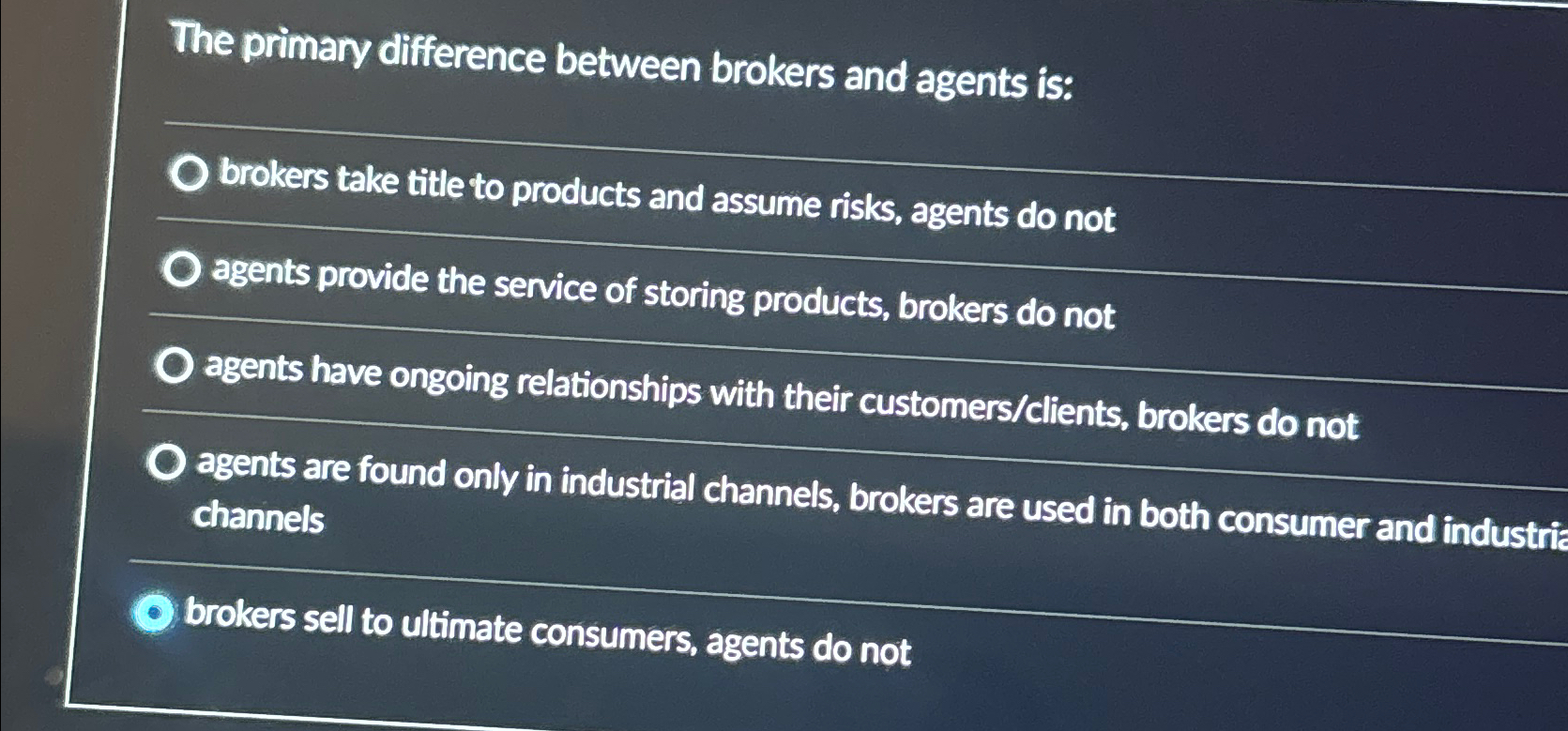 Solved The primary difference between brokers and agents | Chegg.com