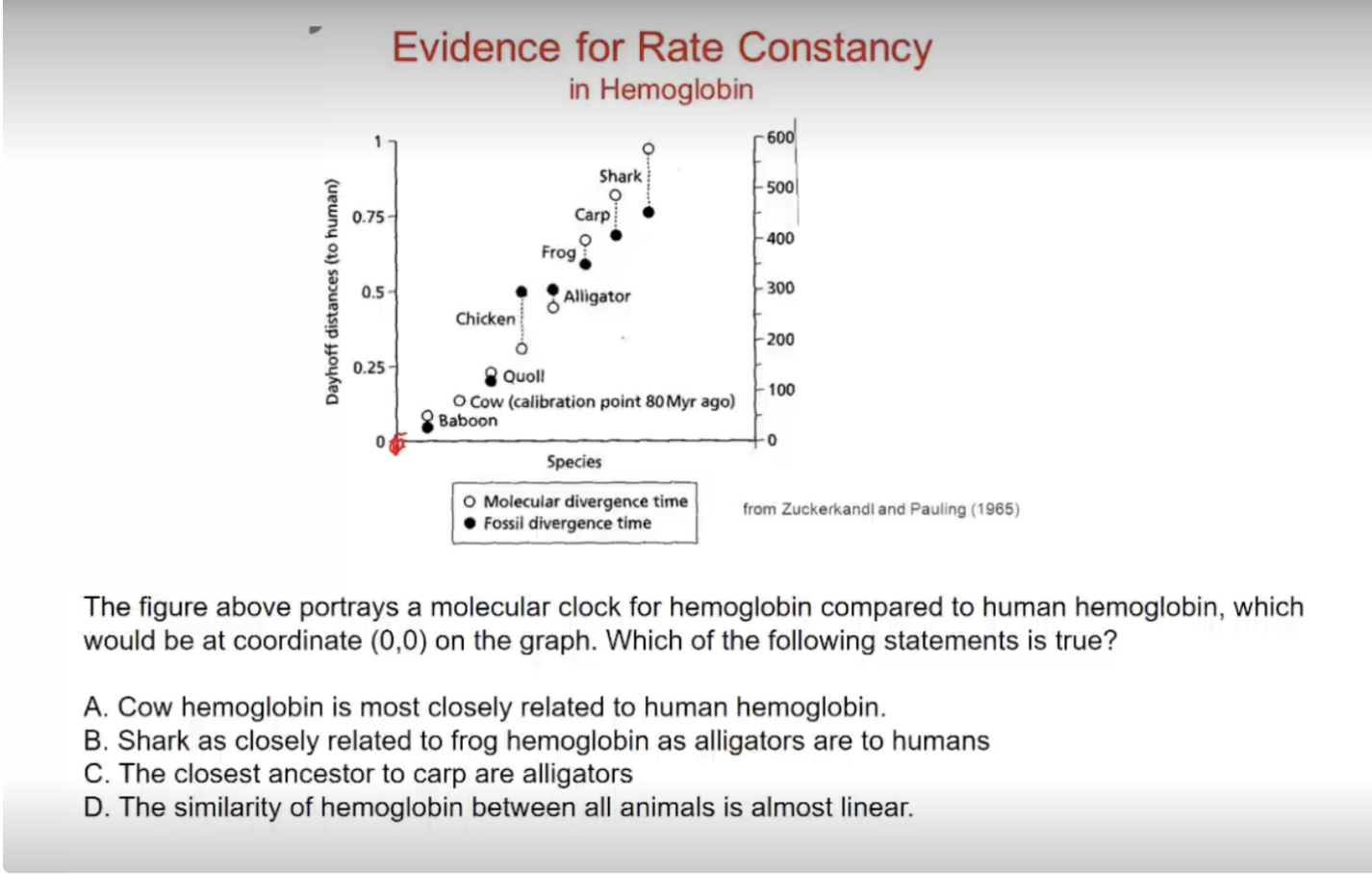 Solved Evidence for Rate Constancy in Hemoglobin The figure | Chegg.com