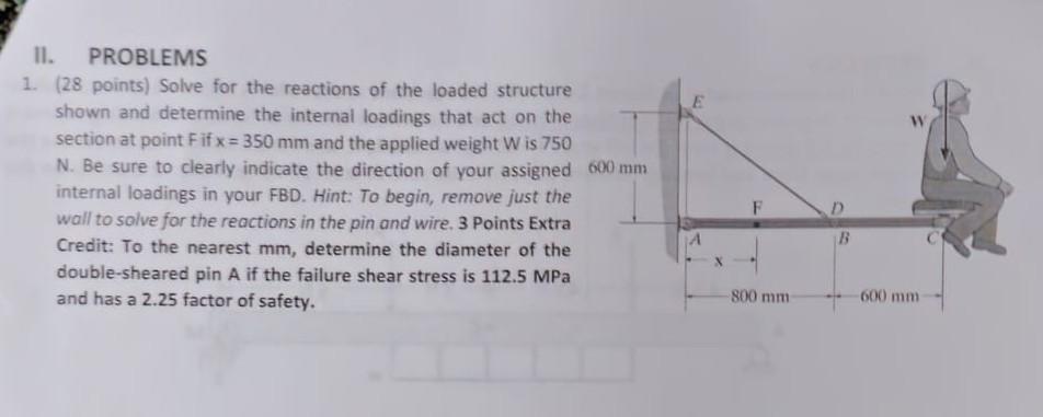 Solved 1. (28 points) Solve for the reactions of the loaded | Chegg.com