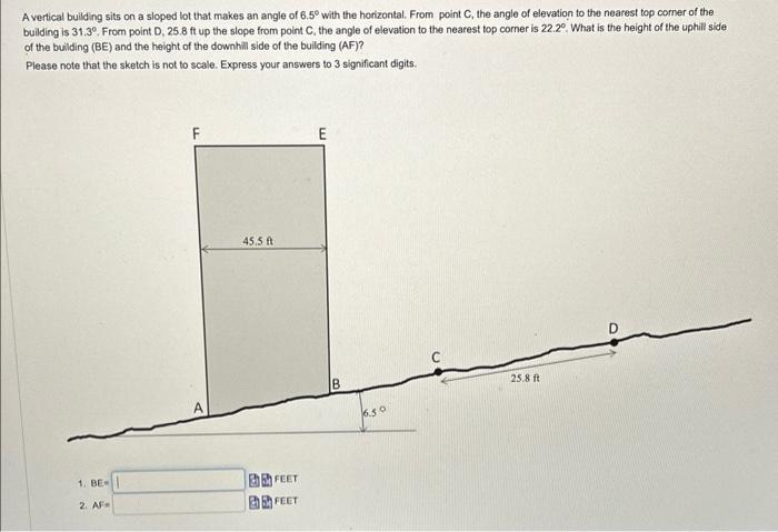 Solved A vertical building sits on a sloped lot that makes | Chegg.com