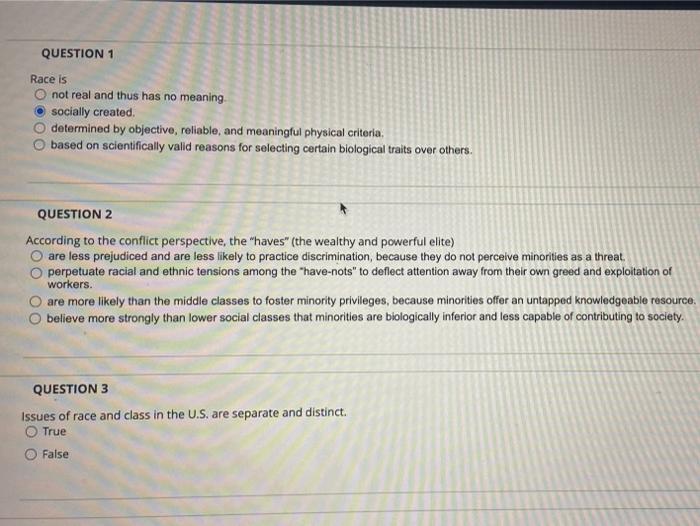 QUESTION 1 Race is not real and thus has no meaning | Chegg.com