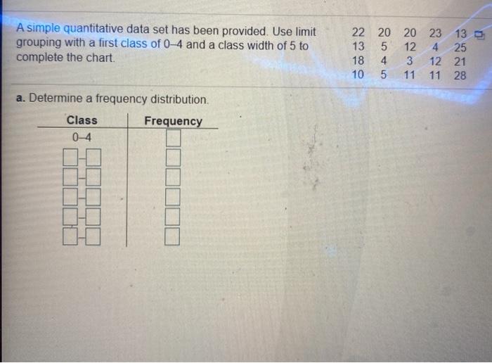 Solved A simple quantitative data set has been provided. Use | Chegg.com