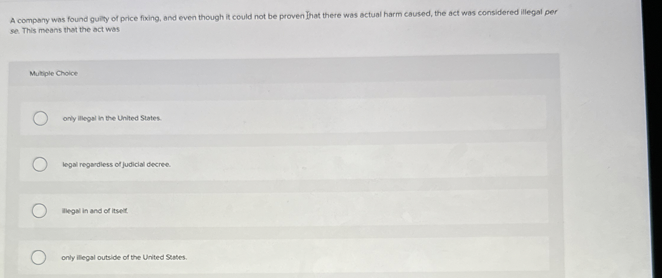 Solved A company was found guilty of price fixing, and even | Chegg.com
