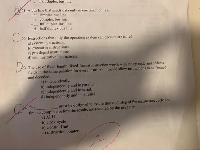 Solved d. half duplex bus line. (X21. A bus line that sends | Chegg.com