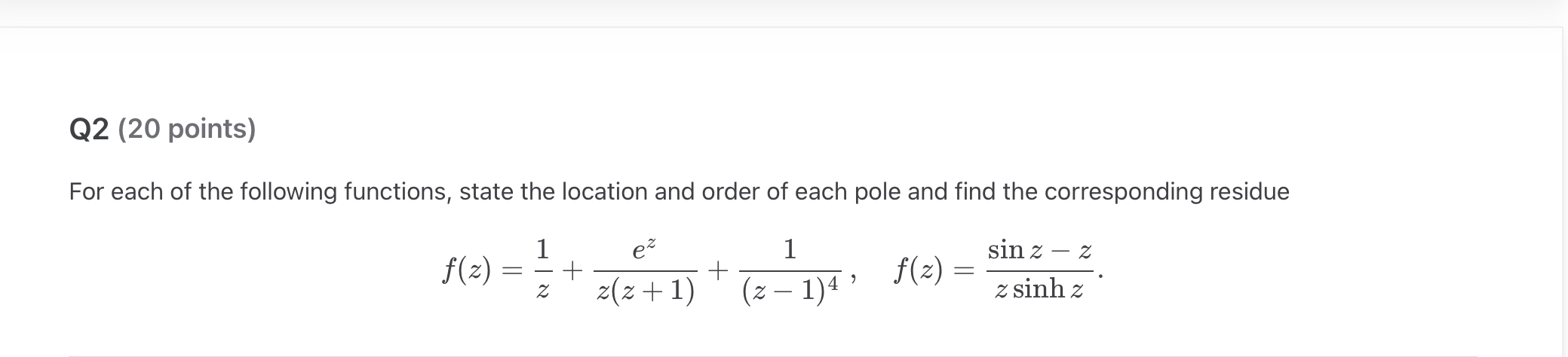 Solved Q2 (20 ﻿points)For each of the following functions, | Chegg.com