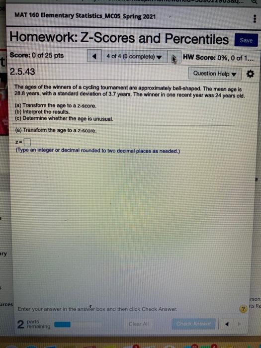 Solved MAT 160 Elementary Statistics MCO5_Spring 2021 | Chegg.com