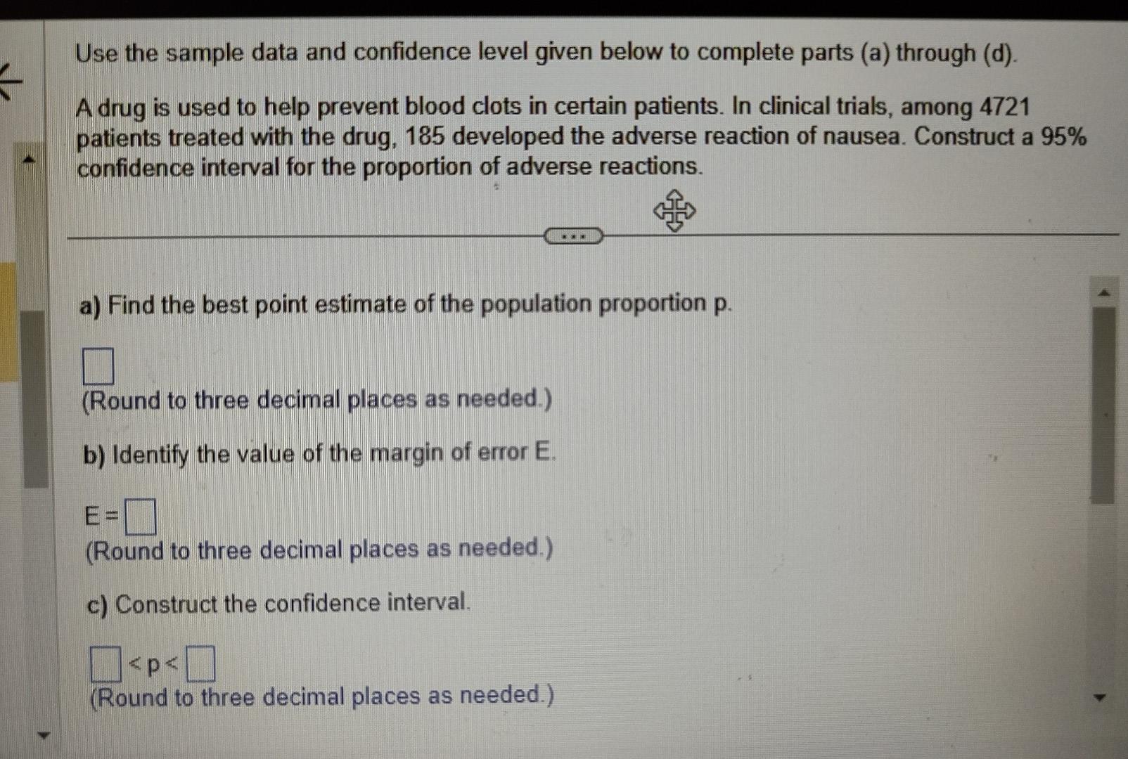 Solved Use the sample data and confidence level given below | Chegg.com