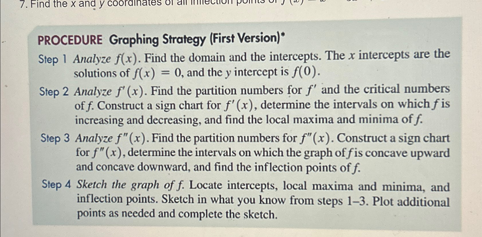 PROCEDURE Graphing Strategy (First Version)*Step 1 | Chegg.com