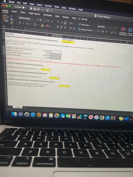 Solved Excel File Edit View Insert Format Tools Data Window | Chegg.com