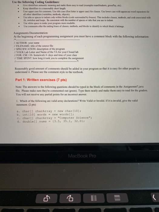 Solved Use the following Coding Guidelines: . Give | Chegg.com